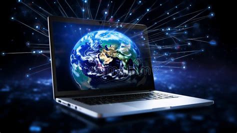 Global Communication Big Data Being Transmitted Across The World While Using A Laptop Computer