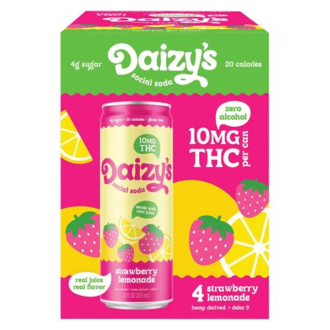 Daizys 10mg Thc Straw Lemonade Soda 4pk 12oz Can Delivered In As