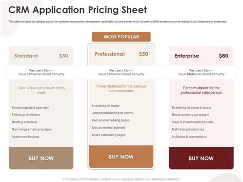 CRM Application Pricing Sheet CRM Application Ppt Structure Presentation Graphics