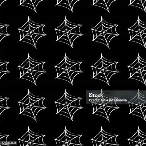 거미줄 이음새가 있는 손으로 그린 패턴 흰색 검은 색 주황색 배경입니다 할로윈 텍스처 거미에 대한 스톡 벡터 아트 및 기타 이미지 거미 거미줄 검은색 Istock