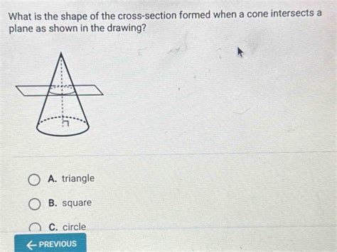 Solved What Is The Shape Of The Cross Section Formed When A Cone Intersects A Plane As Shown In