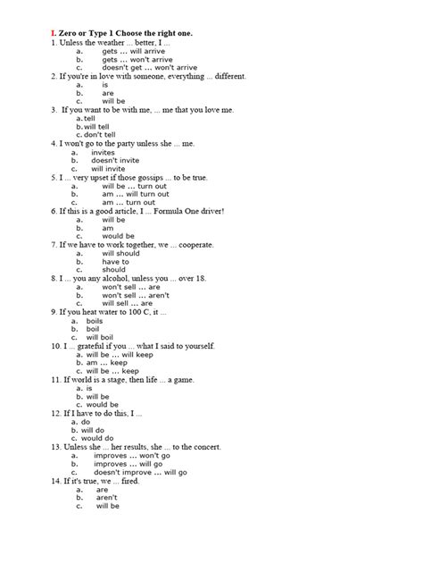 Conditional Sentence Exercise 1 Mix 1 Pdf