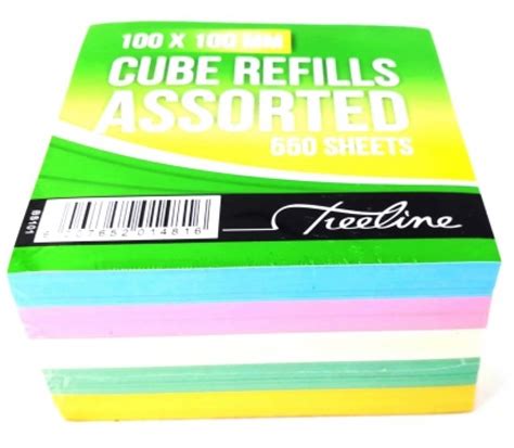 Treeline Memo Cube Refill Assorted Colours Treeline