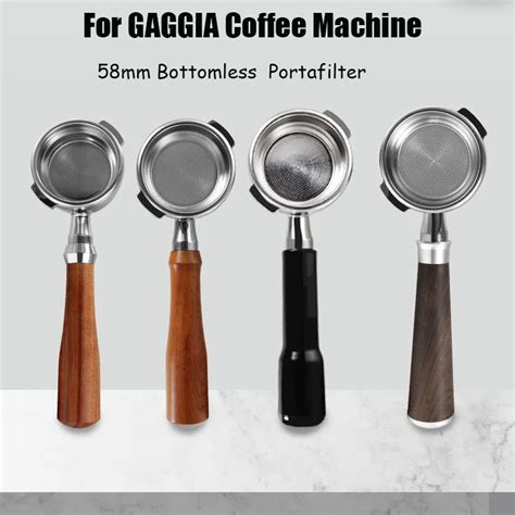 Gaggia 바텀리스 필터 홀더 원목 손잡이 포타필터 Gaggia 클래식 커피 머신 바리스타 도구 범용 58mm
