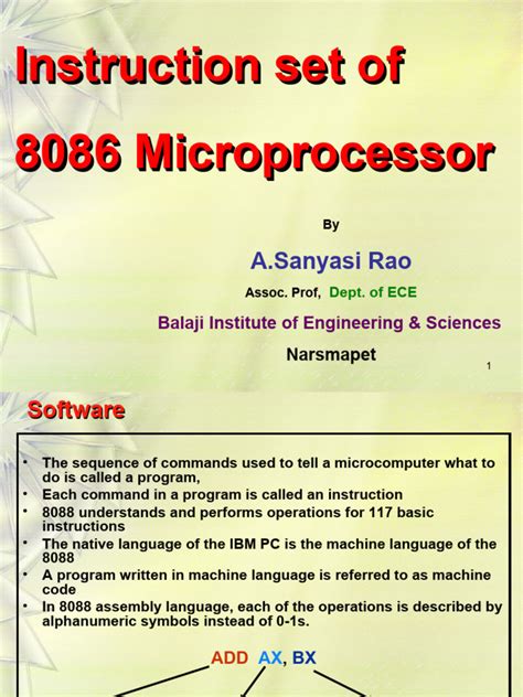 8086 Instruction Set Pdf Assembly Language Computer Program