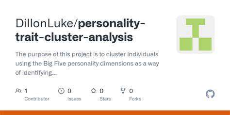 Github Dillonlukepersonality Trait Cluster Analysis The Purpose Of This Project Is To