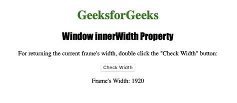 Html Dom Window Innerwidth Property Geeksforgeeks