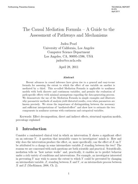 The Causal Mediation Formula Pearl 2011 R379 Corrected Pdf