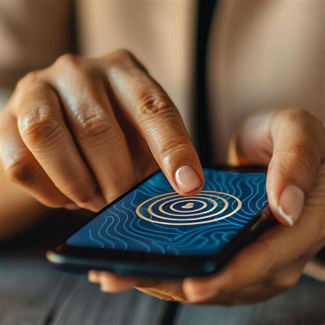 Woman Uses Fingerprint Identification On Smartphone Premium Ai Generated Image