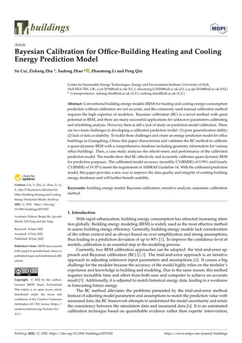 Pdf Bayesian Calibration For Office Building Heating And Cooling Energy Prediction Model