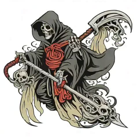 Grim Reaper Temporary Tattoo Blackink Ai