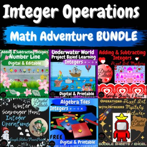 Math Bundle Integer Operations Project Pbl Escape Room Pixel Art Scavenger Hunt Integer