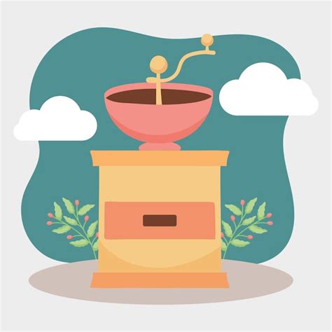 커피 그라인더 그림 프리미엄 벡터
