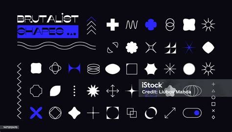 복고풍 기하학적 모양 잔인한 추상 현대 대담한 형태 포스터 디자인을 위한 간단한 기본 수치 벡터 세트 디자인에 대한 스톡 벡터