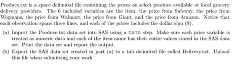 Producetxt Is A Space Delimited File Containing The