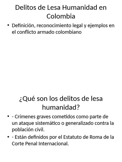 Delitos De Lesa Humanidad En Colombia Pdf