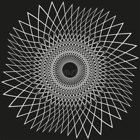 Circular Grid Symmetry Abstract Net Vector White Lines Design Black