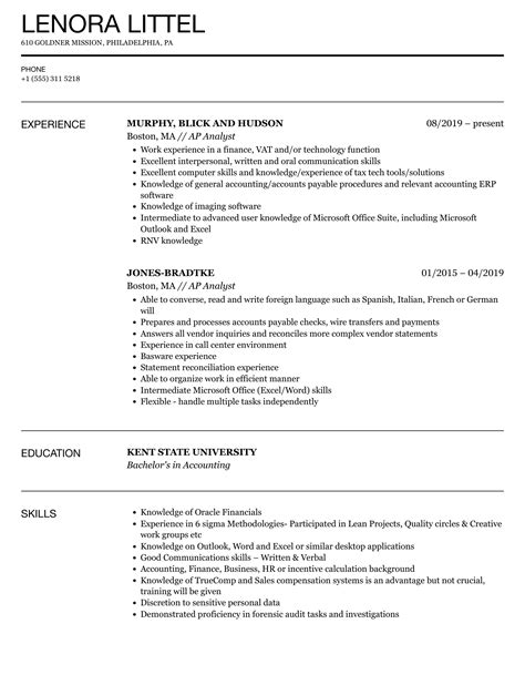 Ap Analyst Resume Samples Velvet Jobs