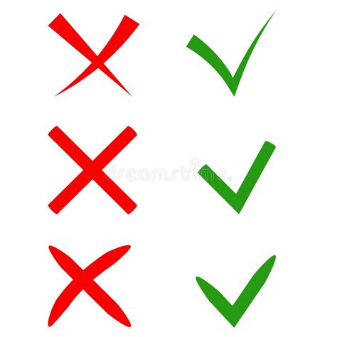 Vector Stylish Check Marks Set Green Tick And Red Cross In Different