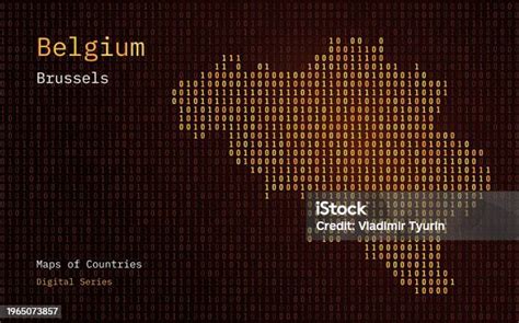 belgium map shown in binary code pattern matrix numbers zero one stock