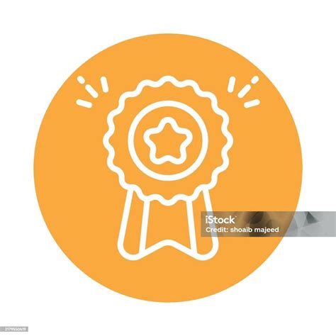 메달 벡터 윤곽선 원 디자인 아이콘입니다 흰색 배경에 수상 기호 Eps 10 파일 Championship에 대한 스톡 벡터 아트