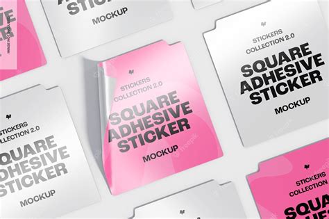 정사각형 접착 스티커 모형 모자이크 프리미엄 Psd 파일