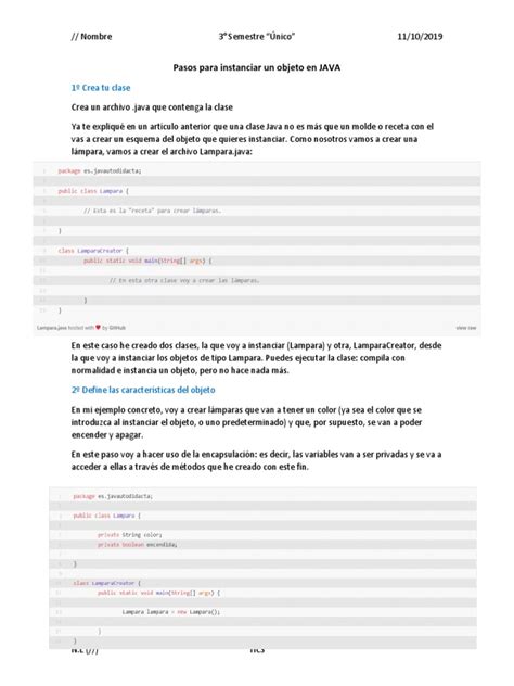 Pasos Para Instanciar Un Objeto En Java Pdf Java Lenguaje De Programación Constructor