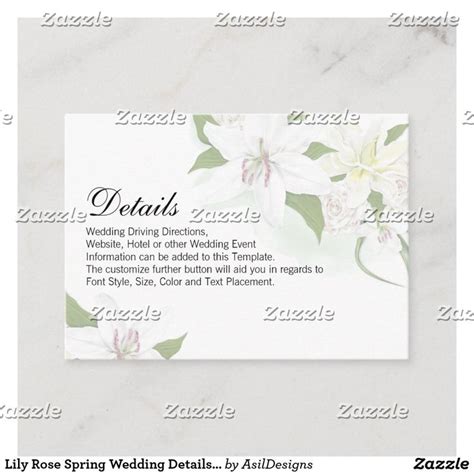 Lily Rose Spring Wedding Details Info Enclosure