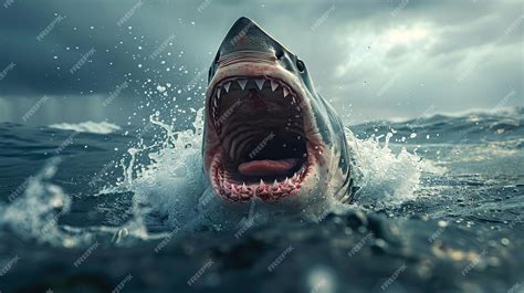 Premium Photo Closeup Of A Shark With Its Mouth Wide Open Ready To
