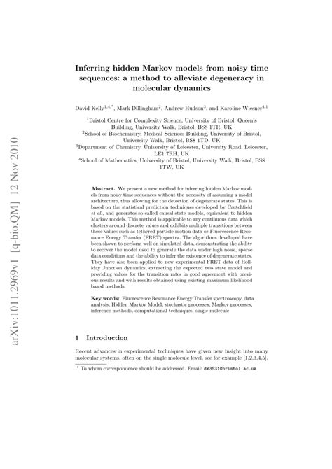 Pdf A New Method For Inferring Hidden Markov Models From Noisy Time