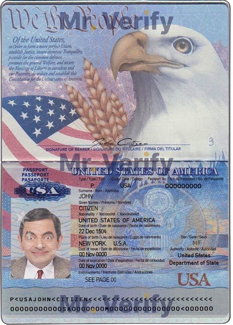 Fake Usa Passport Psd Template Mr Verify