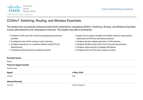 I Am Pleased To Share That Achievement And Obtained A Ccna Course From Cisco Networking Academy