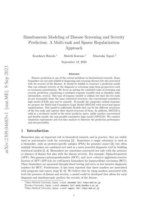 simultaneous modeling of disease screening and severity prediction a