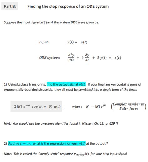 Solved Part B Finding The Step Response Of An Ode System