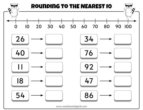 Rounding To The Nearest 10 Printable Math Worksheet For Primary School Math Worksheet For
