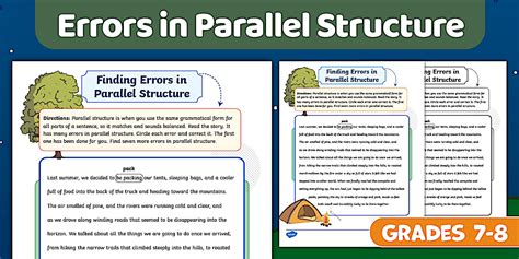 Parallel Structure Worksheet For 7th And 8th Grade