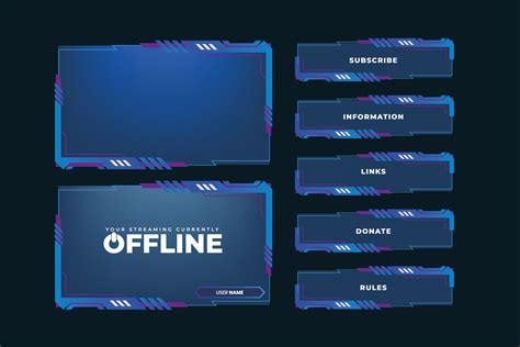 Simple Gaming Screen Panel And Overlay Design With Offline Screen Vector Live Streaming Overlay