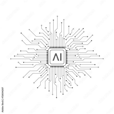 Artificial Intelligence Circuit Line Style Machine Learning Design
