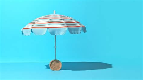 개념을 위한 복사 공간이 있는 파란색 우산 배너의 해변 여름 휴가 3d 렌더링 배경 Png  무료 다운로드 Pikbest
