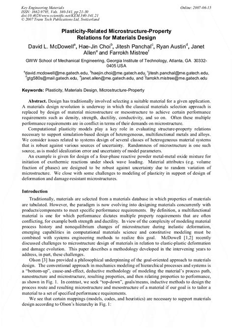 Plasticity Related Microstructure Property Relations For Materials Design Scientific Net