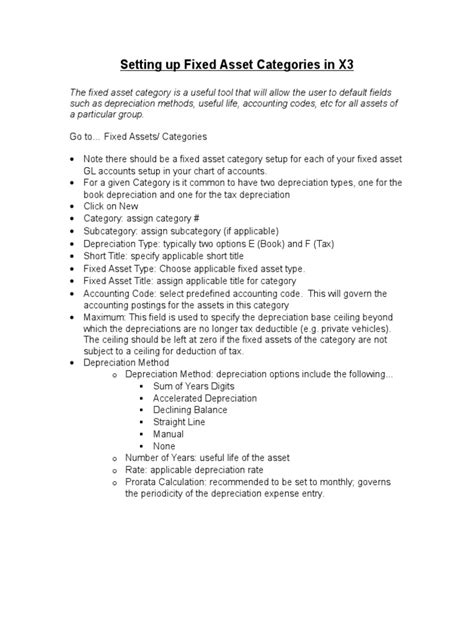 Sage X3 User Guide Setting Up Fixed Asset Categories Pdf