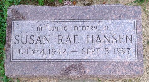 Susan Rae Borchard Hansen 1942 1997 Find A Grave Memorial