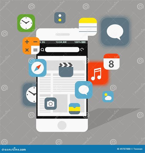 Modern Smartphone Interface Elements Stock Vector Illustration Of Media Modern 49707888