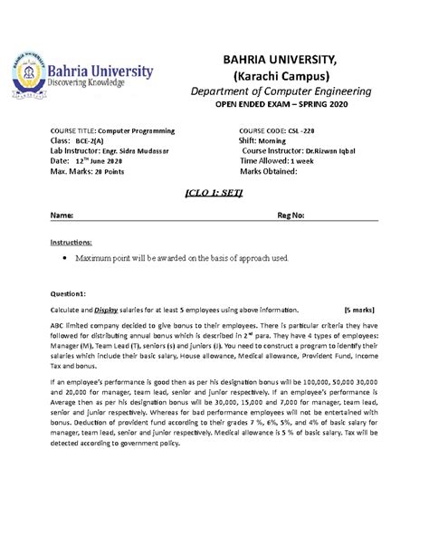 Open Ended Lab Cp 12062020 113528 Pm Bahria University Karachi Campus Department Of