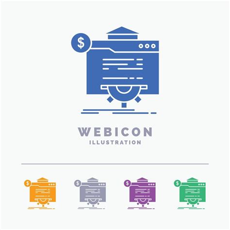 seo progress globe technology website 5 color glyph web icon