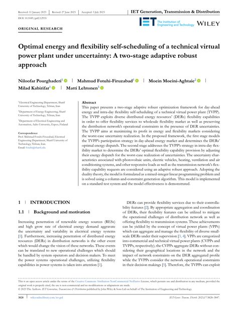 Pdf Optimal Energy And Flexibility Self‐scheduling Of A Technical