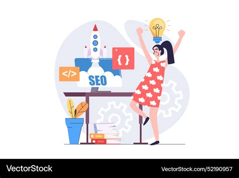 Seo Optimization Concept In Modern Flat Design Vector Image