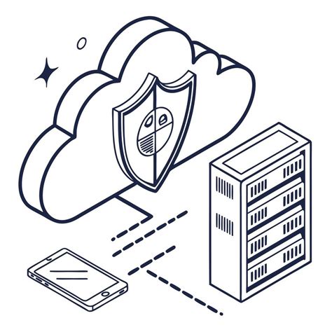 Cloud Computing Data Security Isometric Line Art 60849666 Vector Art At