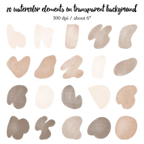 Nude Beige Irregular Circles Hand Painted Watercolor Clipart Etsy