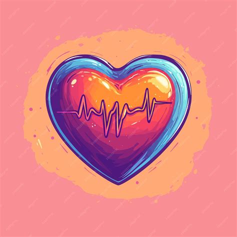 Cute Heart With Pulse Line Vector Icon Vector Illustration Premium Ai